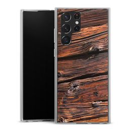 DeinDesign Galaxy S22 Ultra Handy Silikon H&uuml;lle Case transparent Handyh&uuml;lle Beams Wood Wooden Look Silikon Case