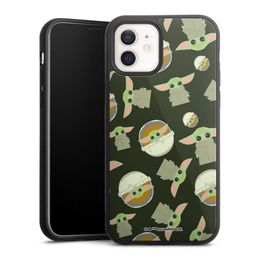 DeinDesign iPhone 12 Handy Gallery Case Handyh&uuml;lle 9H Geh&auml;rtetes Glas R&uuml;ckseite H&uuml;lle Official Licensed Product Star Wars Muster Baby Yoda Gallery Case