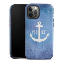 DeinDesign iPhone 12 Pro Max Handy Panzer Handyh&uuml;lle robuste Outdoor H&uuml;lle Schutzh&uuml;lle gl&auml;nzend Anchor Maritim Blue Tough Case