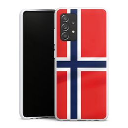 DeinDesign Galaxy A52s 5G Handy Silikon H&uuml;lle Case wei&szlig; Handyh&uuml;lle Flags Flag Norway Silikon Case