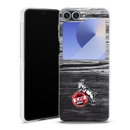 DeinDesign Galaxy Z Flip 6 Handy Hard Case Schutzh&uuml;lle transparent Smartphone Handy H&uuml;lle 1. Fc K&ouml;ln Official Licensed Product Wooden Look Hard Case