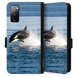 DeinDesign Galaxy S20 Handy Klapph&uuml;lle Handyh&uuml;lle aus Kunst Leder schwarz Flip Case Orca Wale Ocean Sideflip mit Lasche