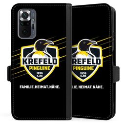DeinDesign Xiaomi Redmi Note 10 Pro Handy Klapph&uuml;lle Handyh&uuml;lle aus Kunst Leder schwarz Flip Case Sports Krefeld Pinguine Ice Hockey Sideflip mit langer Lasche