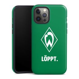 DeinDesign iPhone 12 Pro Max Handy Panzer Handyh&uuml;lle robuste Outdoor H&uuml;lle Schutzh&uuml;lle gl&auml;nzend Official Licensed Product Statement Sv Werder Bremen Tough Case