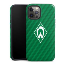 DeinDesign iPhone 12 Pro Max Handy Panzer Handyh&uuml;lle robuste Outdoor H&uuml;lle Schutzh&uuml;lle gl&auml;nzend Carbon Sv Werder Bremen Official Licensed Product Tough Case