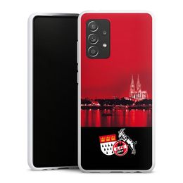 DeinDesign Galaxy A52s 5G Handy Silikon H&uuml;lle Case wei&szlig; Handyh&uuml;lle 1. Fc K&ouml;ln Skyline Official Licensed Product Silikon Case