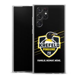 DeinDesign Galaxy S22 Ultra Handy Silikon H&uuml;lle Case transparent Handyh&uuml;lle Sports Krefeld Pinguine Ice Hockey Silikon Case