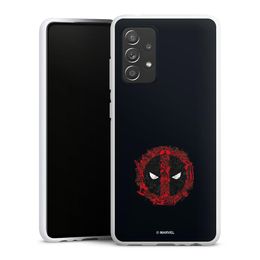 DeinDesign Galaxy A52s 5G Handy Silikon H&uuml;lle Case wei&szlig; Handyh&uuml;lle Logo Deadpool Marvel Silikon Case