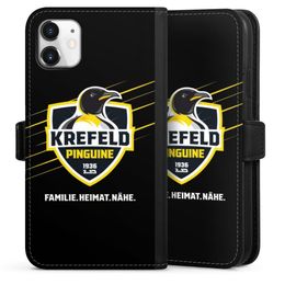DeinDesign iPhone 11 Handy Klapph&uuml;lle Handyh&uuml;lle aus Kunst Leder schwarz Flip Case Sports Krefeld Pinguine Ice Hockey Sideflip mit Lasche