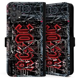 DeinDesign Galaxy A32 5G Handy Klapph&uuml;lle Handyh&uuml;lle aus Kunst Leder schwarz Flip Case Merchandise Acdc Official Licensed Product Sideflip mit langer Lasche