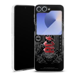 DeinDesign Galaxy Z Flip 7 FE Handy Hard Case Schutzh&uuml;lle transparent Smartphone Handy H&uuml;lle Black Ice Merchandise Acdc Hard Case