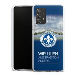 DeinDesign Galaxy A52s 5G Handy Silikon H&uuml;lle Case wei&szlig; Handyh&uuml;lle Sv Darmstadt 98 Official Licensed Product Coat Of Arms Silikon Case