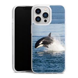 DeinDesign iPhone 13 Pro Handy Silikon H&uuml;lle Case wei&szlig; Handyh&uuml;lle Orca Ocean Wale Silikon Case
