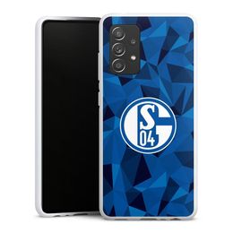 DeinDesign Galaxy A52s 5G Handy Silikon H&uuml;lle Case wei&szlig; Handyh&uuml;lle Muster Camouflage Fc Schalke 04 Silikon Case