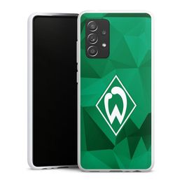 DeinDesign Galaxy A52s 5G Handy Silikon H&uuml;lle Case wei&szlig; Handyh&uuml;lle Camouflage Sv Werder Bremen Official Licensed Product Silikon Case