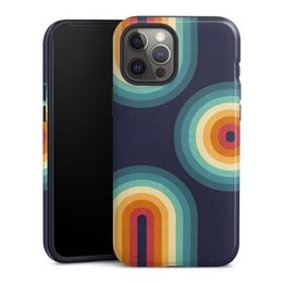 DeinDesign iPhone 12 Pro Max Handy Panzer Handyh&uuml;lle robuste Outdoor H&uuml;lle Schutzh&uuml;lle gl&auml;nzend Retro Colourful Rainbow Tough Case