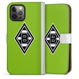 DeinDesign iPhone 12 Pro Max Handy Klapph&uuml;lle Handyh&uuml;lle aus Kunst Leder wei&szlig; Flip Case Borussia M&ouml;nchengladbach Soccer Gladbach Sideflip mit Lasche