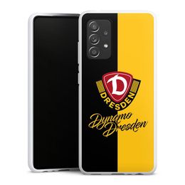 DeinDesign Galaxy A52s 5G Handy Silikon H&uuml;lle Case wei&szlig; Handyh&uuml;lle Sgd Official Licensed Product Sg Dynamo Dresden Silikon Case