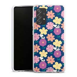 DeinDesign Galaxy A52s 5G Handy Silikon H&uuml;lle Case wei&szlig; Handyh&uuml;lle Snoopy Flowers Muster Silikon Case