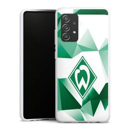 DeinDesign Galaxy A52s 5G Handy Silikon H&uuml;lle Case wei&szlig; Handyh&uuml;lle Tarnmuster Official Licensed Product Sv Werder Bremen Silikon Case