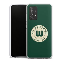 DeinDesign Galaxy A52s 5G Handy Silikon H&uuml;lle Case wei&szlig; Handyh&uuml;lle 80 Jahre Vfl Wolfsburg Official Licensed Product Silikon Case