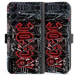 DeinDesign Galaxy A55 5G Handy Klapph&uuml;lle Handyh&uuml;lle aus Kunst Leder schwarz Flip Case Merchandise Acdc Official Licensed Product Sideflip mit Lasche