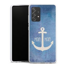 DeinDesign Galaxy A52s 5G Handy Silikon H&uuml;lle Case wei&szlig; Handyh&uuml;lle Anchor Blue Maritim Silikon Case
