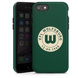 DeinDesign iPhone SE (2020) Handy Panzer Handyh&uuml;lle robuste Outdoor H&uuml;lle Schutzh&uuml;lle gl&auml;nzend Vfl Wolfsburg Official Licensed Product 80 Jahre Tough Case