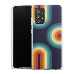 DeinDesign Galaxy A52s 5G Handy Silikon H&uuml;lle Case wei&szlig; Handyh&uuml;lle Retro Colourful Rainbow Silikon Case
