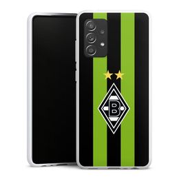 DeinDesign Galaxy A52s 5G Handy Silikon H&uuml;lle Case wei&szlig; Handyh&uuml;lle Stripes Borussia M&ouml;nchengladbach Gladbach Silikon Case