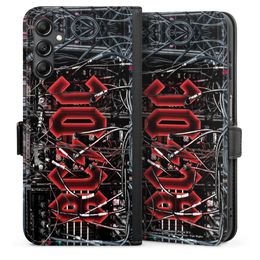 DeinDesign Galaxy A14 5G Handy Klapph&uuml;lle Handyh&uuml;lle aus Kunst Leder schwarz Flip Case Merchandise Acdc Official Licensed Product Sideflip mit Lasche