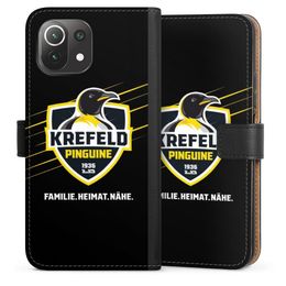 DeinDesign Xiaomi Mi 11 Lite 5G Handy Klapph&uuml;lle Handyh&uuml;lle aus Kunst Leder schwarz Flip Case Sports Krefeld Pinguine Ice Hockey Sideflip mit langer Lasche