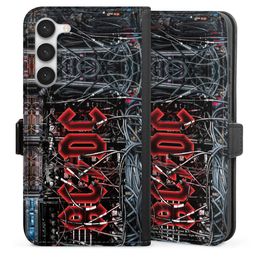 DeinDesign Galaxy S23+ Handy Klapph&uuml;lle Handyh&uuml;lle aus Kunst Leder schwarz Flip Case Merchandise Acdc Official Licensed Product Sideflip mit Lasche