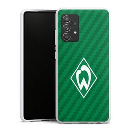 DeinDesign Galaxy A52s 5G Handy Silikon H&uuml;lle Case wei&szlig; Handyh&uuml;lle Carbon Official Licensed Product Sv Werder Bremen Silikon Case