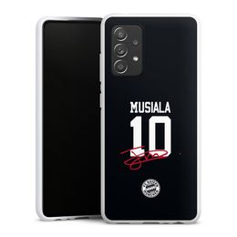 DeinDesign Galaxy A52s 5G Handy Silikon H&uuml;lle Case wei&szlig; Handyh&uuml;lle Fcb Fc Bayern M&uuml;nchen Jamal Musiala Silikon Case