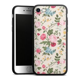 DeinDesign iPhone SE (2020) Handy Premium Silikon H&uuml;lle Handyh&uuml;lle schwarz Case Vintage Ornament Flowers Silikon Premium Case