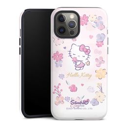 DeinDesign iPhone 12 Pro Max Handy Panzer Handyh&uuml;lle robuste Outdoor H&uuml;lle Schutzh&uuml;lle gl&auml;nzend Water Colour Hello Kitty Merchandise Tough Case