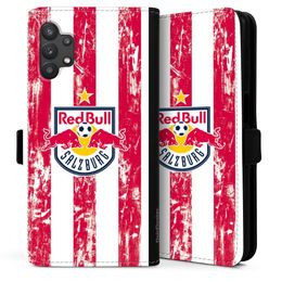 DeinDesign Galaxy A32 5G Handy Klapph&uuml;lle Handyh&uuml;lle aus Kunst Leder schwarz Flip Case Stripes Fc Red Bull Salzburg Official Licensed Product Sideflip mit langer