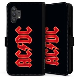 DeinDesign Galaxy A32 5G Handy Klapph&uuml;lle Handyh&uuml;lle aus Kunst Leder schwarz Flip Case Official Licensed Product Acdc Logo Sideflip mit langer Lasche