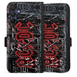 DeinDesign Galaxy A15 5G Handy Klapph&uuml;lle Handyh&uuml;lle aus Kunst Leder schwarz Flip Case Merchandise Acdc Official Licensed Product Sideflip mit Lasche