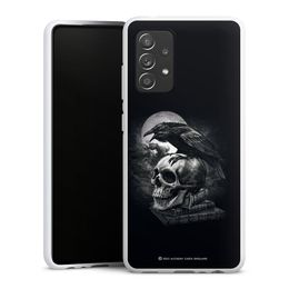 DeinDesign Galaxy A52s 5G Handy Silikon H&uuml;lle Case wei&szlig; Handyh&uuml;lle Skulls Skull Raven Silikon Case