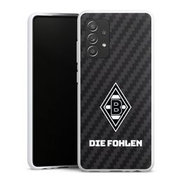 DeinDesign Galaxy A52s 5G Handy Silikon H&uuml;lle Case wei&szlig; Handyh&uuml;lle Borussia M&ouml;nchengladbach Carbon Gladbach Silikon Case