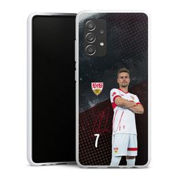 DeinDesign Galaxy A52s 5G Handy Silikon H&uuml;lle Case wei&szlig; Handyh&uuml;lle Official Licensed Product Maximilian Mittelst&auml;dt Vfb Stuttgart Silikon Case