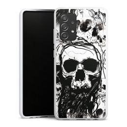 DeinDesign Galaxy A52s 5G Handy Silikon H&uuml;lle Case wei&szlig; Handyh&uuml;lle Skulls Totenkopf Halloween Silikon Case