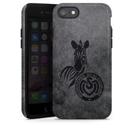DeinDesign iPhone SE (2022) Handy Panzer Handyh&uuml;lle robuste Outdoor H&uuml;lle Schutzh&uuml;lle gl&auml;nzend Msv Duisburg Zebra Official Licensed Product Tough Case
