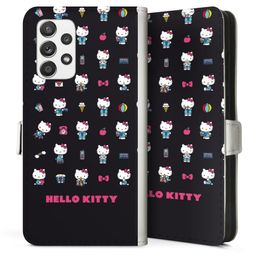 DeinDesign Galaxy A52s 5G Handy Klapph&uuml;lle Handyh&uuml;lle aus Kunst Leder wei&szlig; Flip Case Kindheit Merchandise Hello Kitty Sideflip mit Lasche