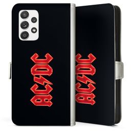 DeinDesign Galaxy A52s 5G Handy Klapph&uuml;lle Handyh&uuml;lle aus Kunst Leder wei&szlig; Flip Case Official Licensed Product Acdc Logo Sideflip mit Lasche