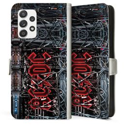 DeinDesign Galaxy A52s 5G Handy Klapph&uuml;lle Handyh&uuml;lle aus Kunst Leder wei&szlig; Flip Case Merchandise Acdc Official Licensed Product Sideflip mit Lasche