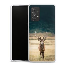 DeinDesign Galaxy A52s 5G Handy Silikon H&uuml;lle Case wei&szlig; Handyh&uuml;lle Meadow Deer Forrest Silikon Case