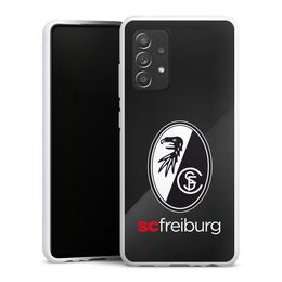 DeinDesign Galaxy A52s 5G Handy Silikon H&uuml;lle Case wei&szlig; Handyh&uuml;lle Sc Freiburg Lettering Logo Silikon Case